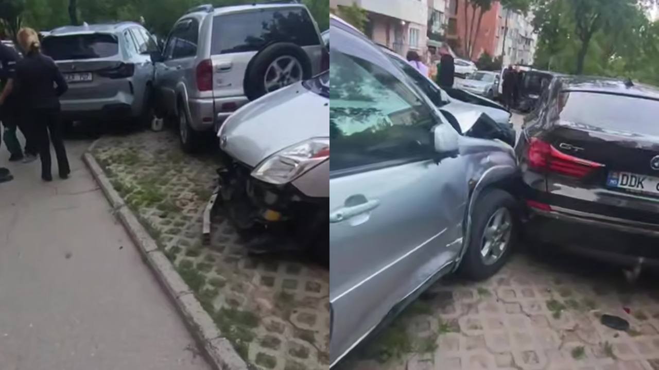 VIDEO | Accident într-o curte de bloc din Chișinău! Cinci mașini au ...